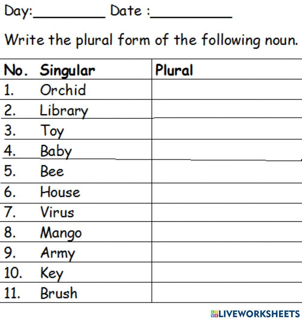 Singular and plural online exercise for ppki | Live Worksheets