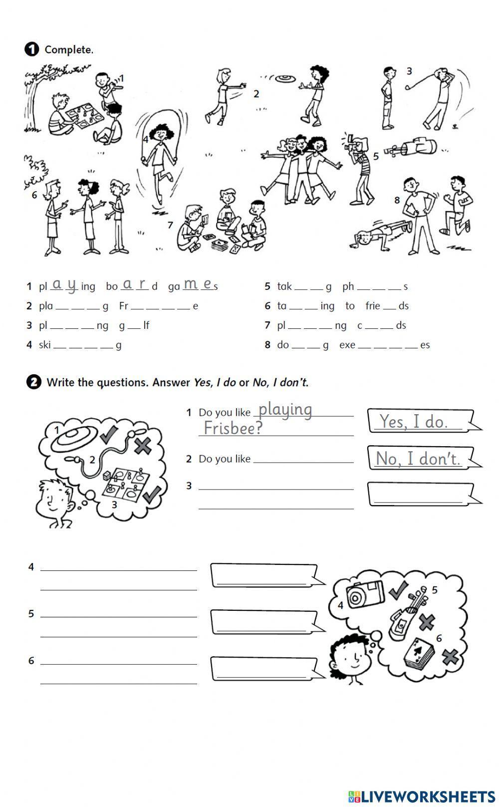 Free time activities online exercise for 5 | Live Worksheets