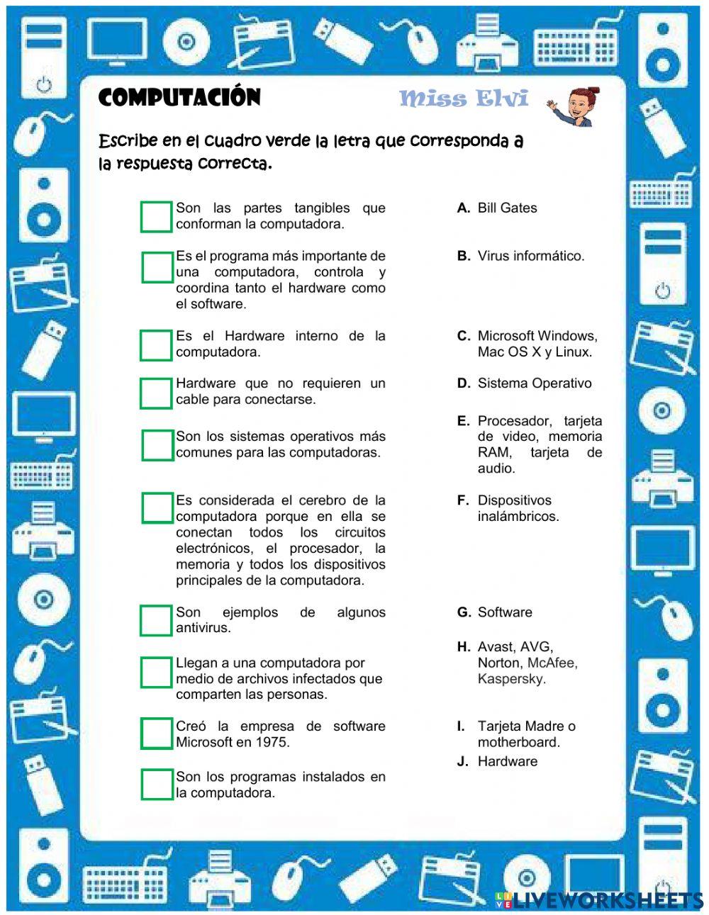 Hardware y Soft… | Free Interactive Worksheets | 5056625