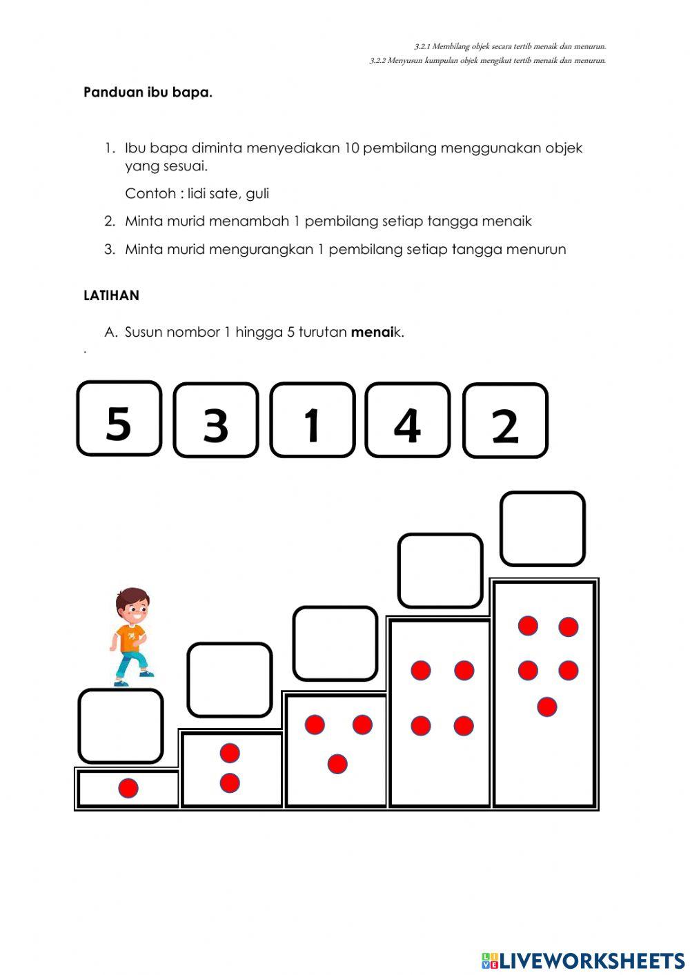 5056634 | Susunan nombor 1-10 tertib menurun dan menaik