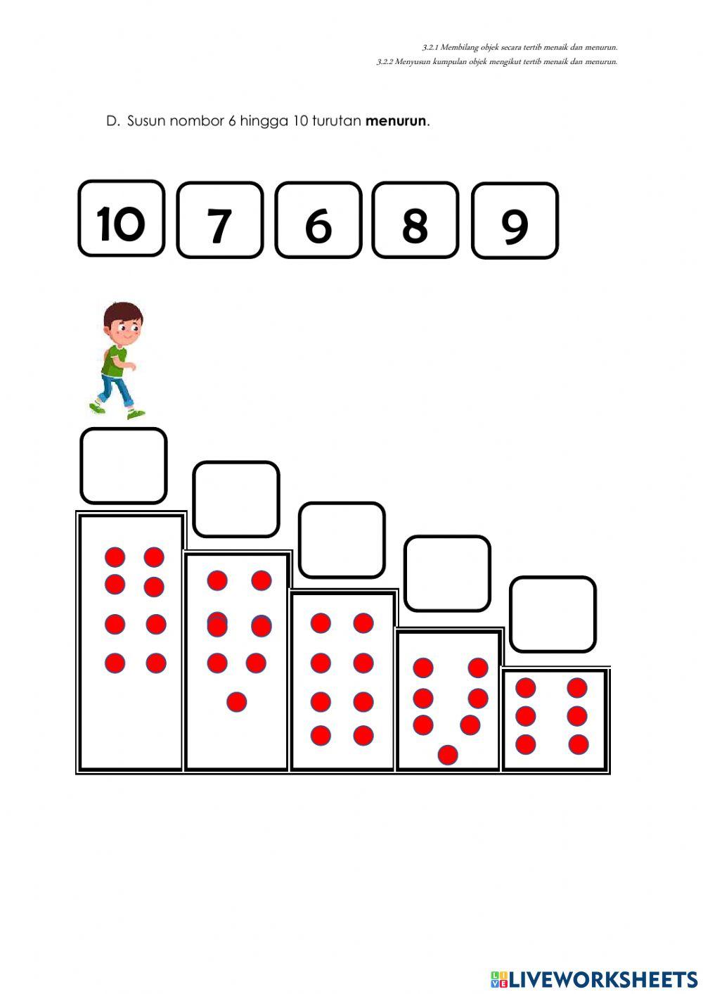 5056634 | Susunan nombor 1-10 tertib menurun dan menaik