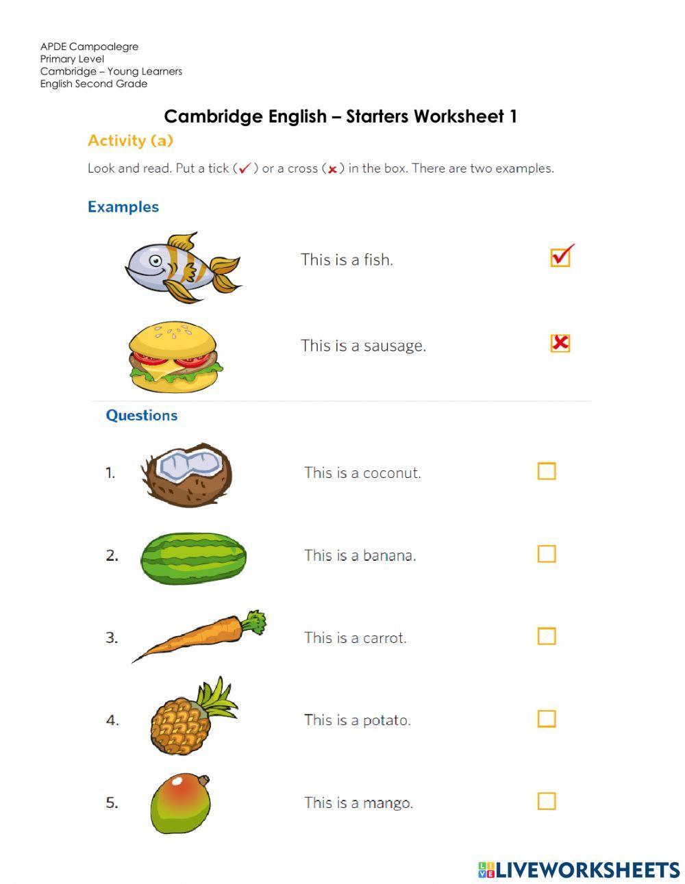 Young learners practice 1 worksheet | Live Worksheets