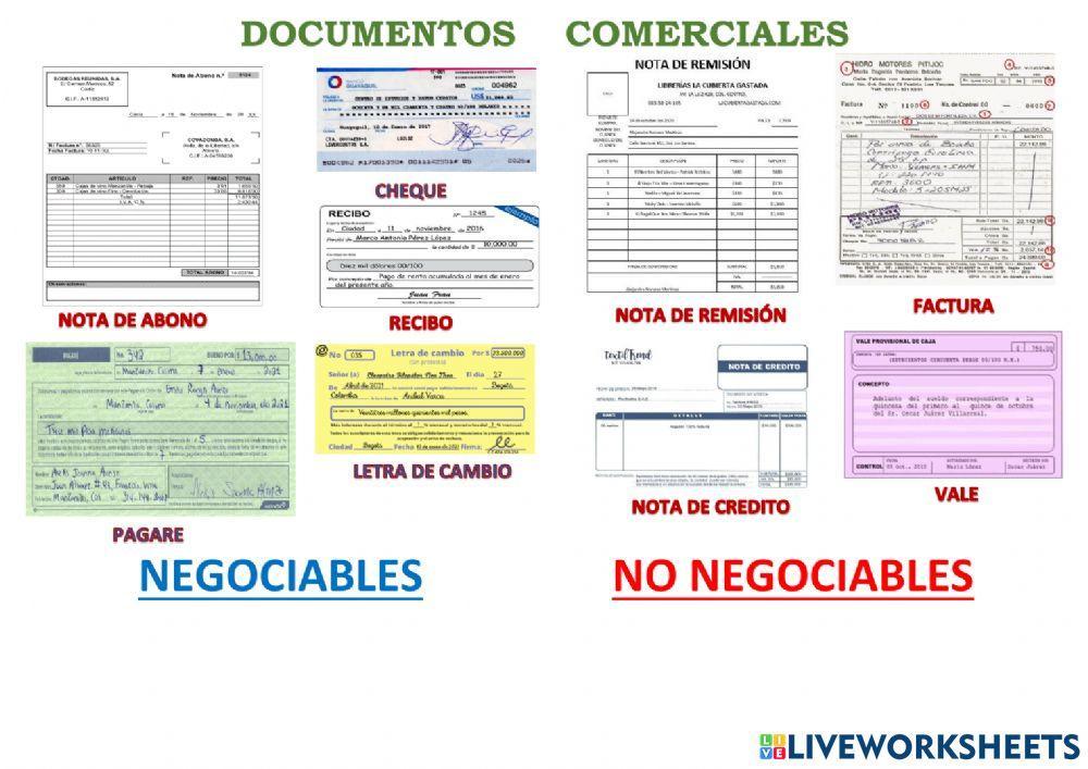 Documentos comerciales 2 worksheet | Live Worksheets