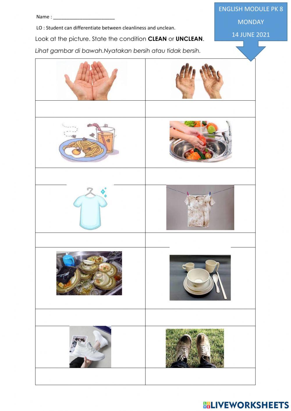 Cleanliness 1445 | jcvsuria | Live Worksheets