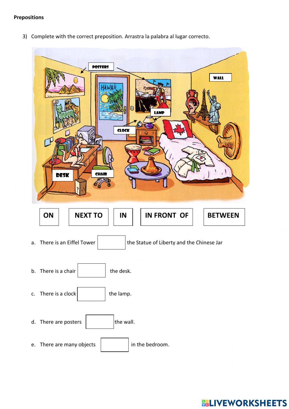 Preposiciones, … | Free Interactive Worksheets | 1083589