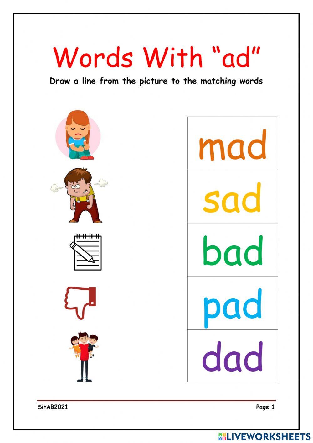 5057032 | Words with -ad- | azharbuhari | LiveWorksheets