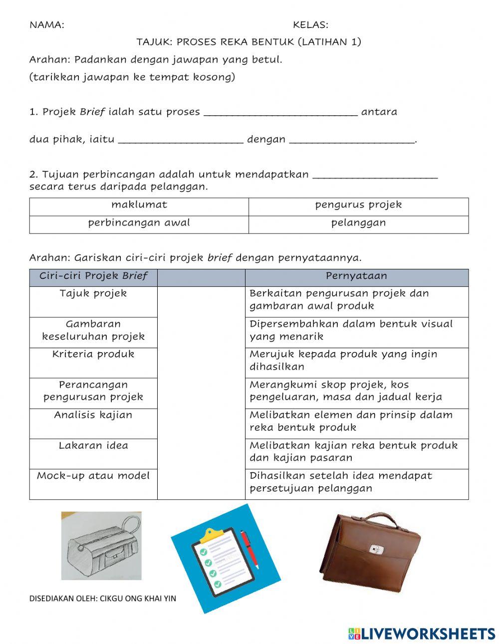 Proses reka bentuk activity | Live Worksheets