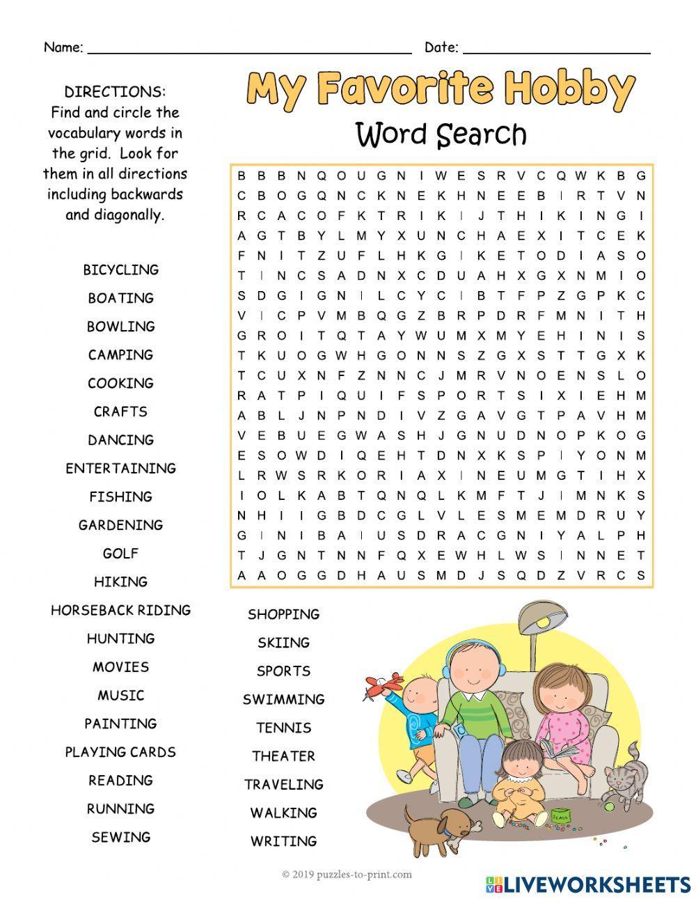 MY FAVOURITE HOBBY online exercise for | Live Worksheets