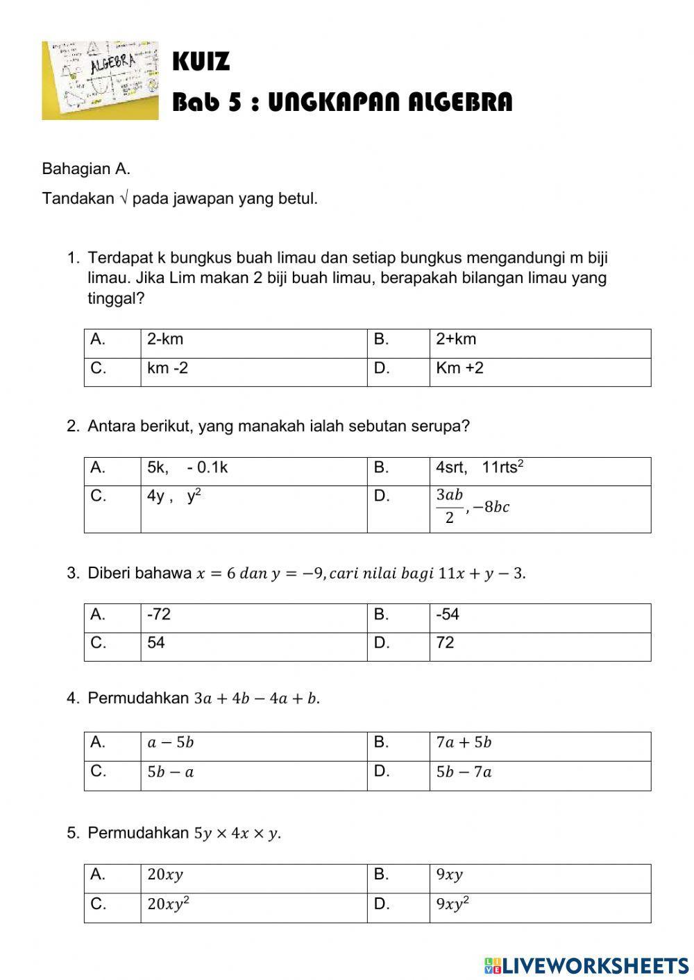 Kuiz Ungkapan A… | Free Interactive Worksheets | 1085175