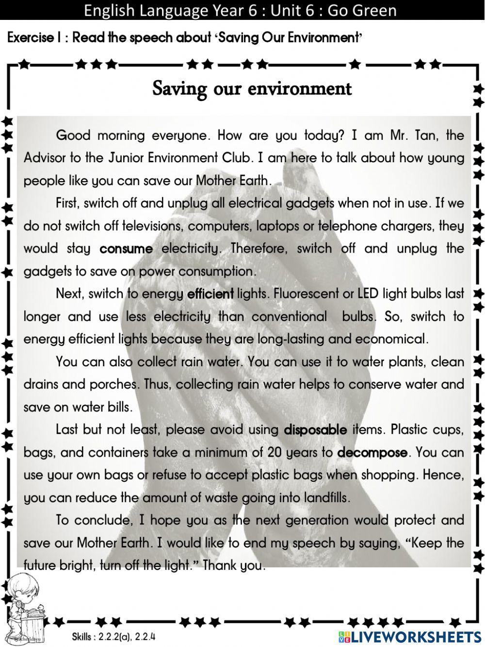 Go Green 1085581 | noorezreenb09 | Live Worksheets