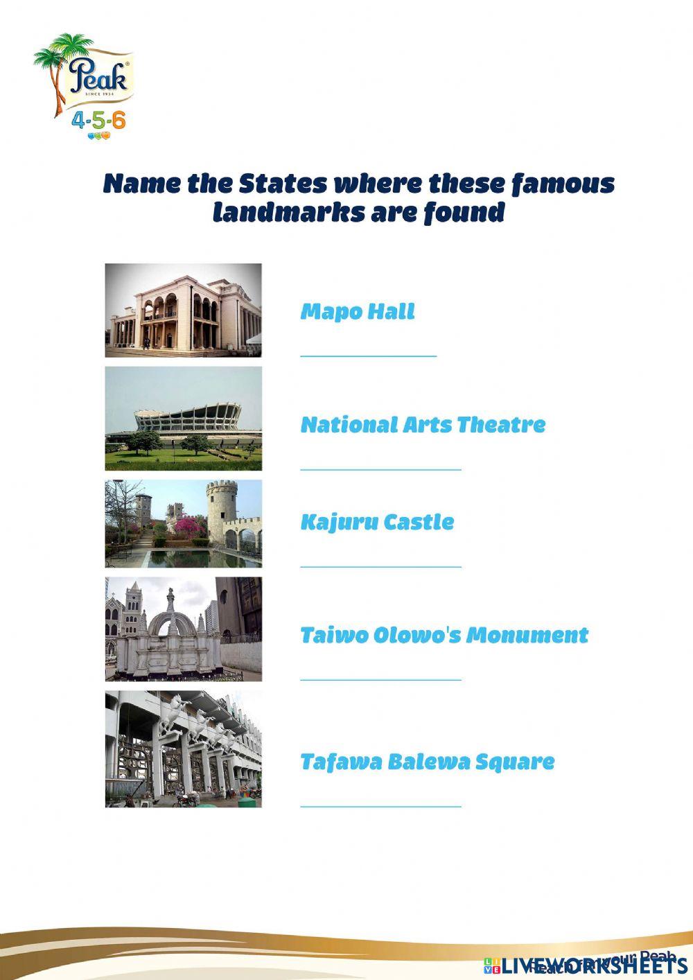 Famous Landmark… | Free Interactive Worksheets | 1085635