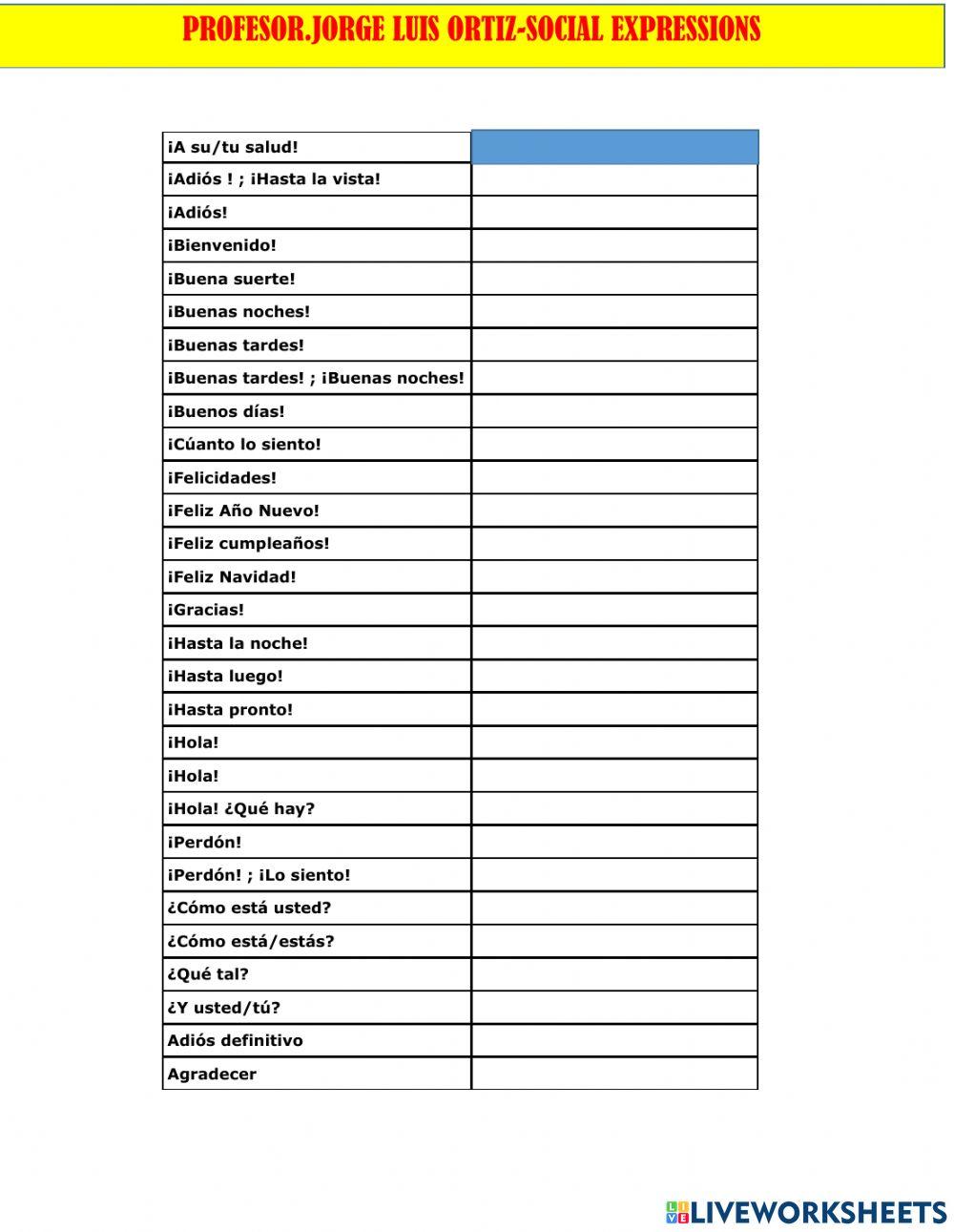 Social expressi… | Free Interactive Worksheets | 1088666