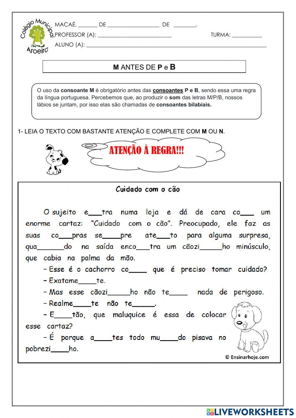 Ortografia M Antes De P E B - FDPLEARN
