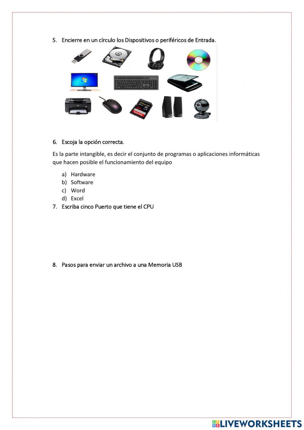 Computación worksheet | Live Worksheets