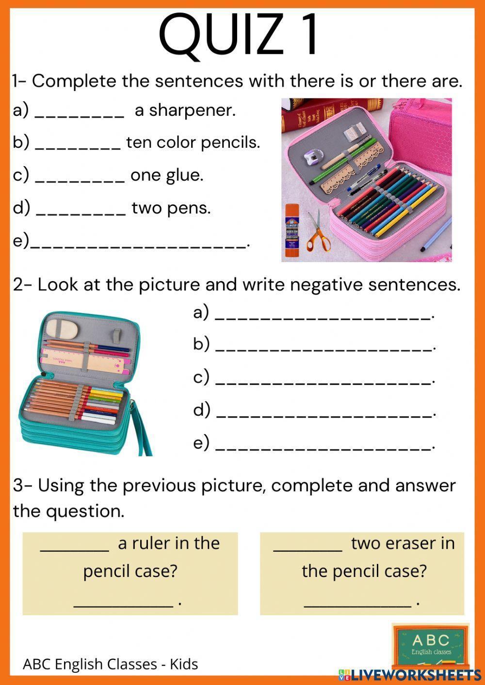 Pdf online worksheet: Quiz 1 | Live Worksheets