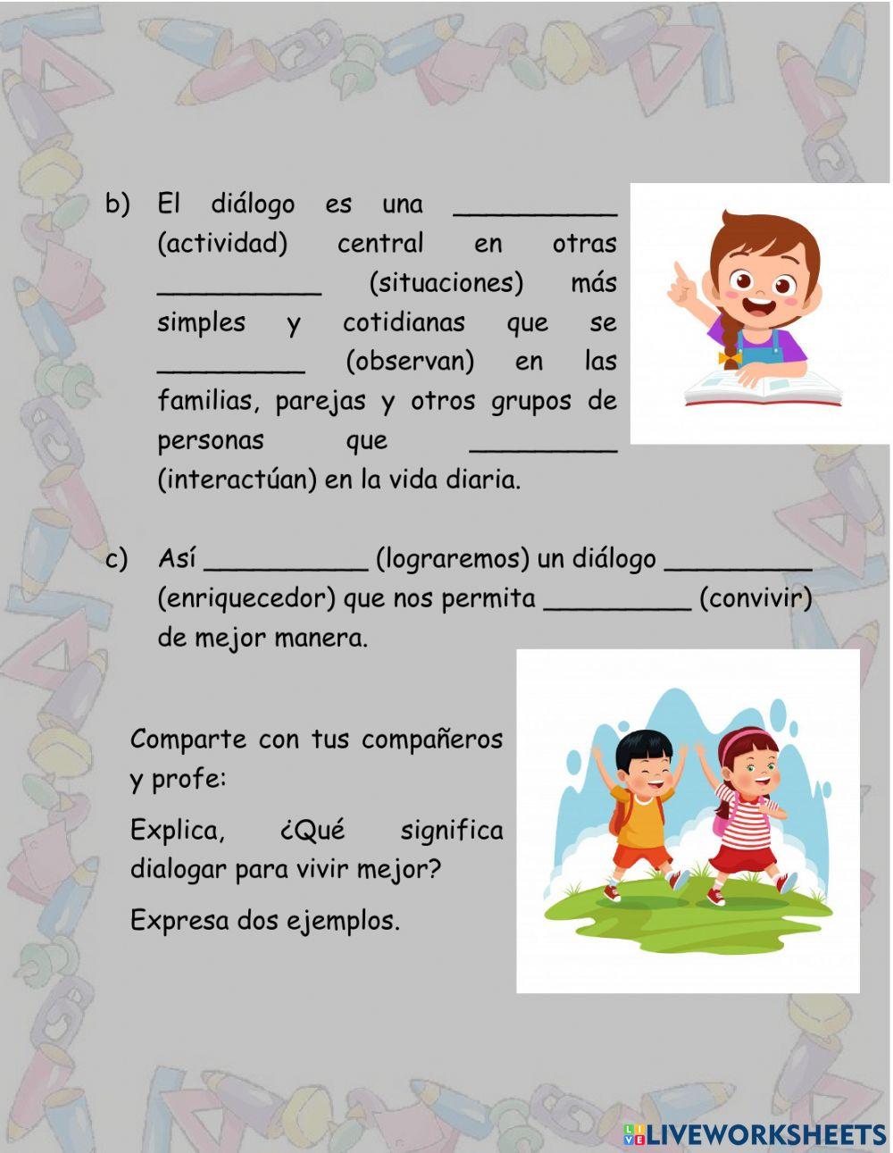 Dialogar para vivir mejor worksheet | Live Worksheets