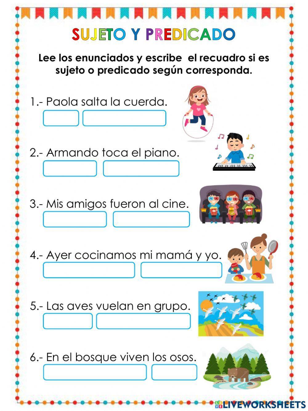 Sustantivos Adjetivos Verbos Sujeto Y Predicado Worksheet – Bilarasa Sustantivos Adjetivos Verbos Sujeto Y Predicado Worksheet – Bilarasa