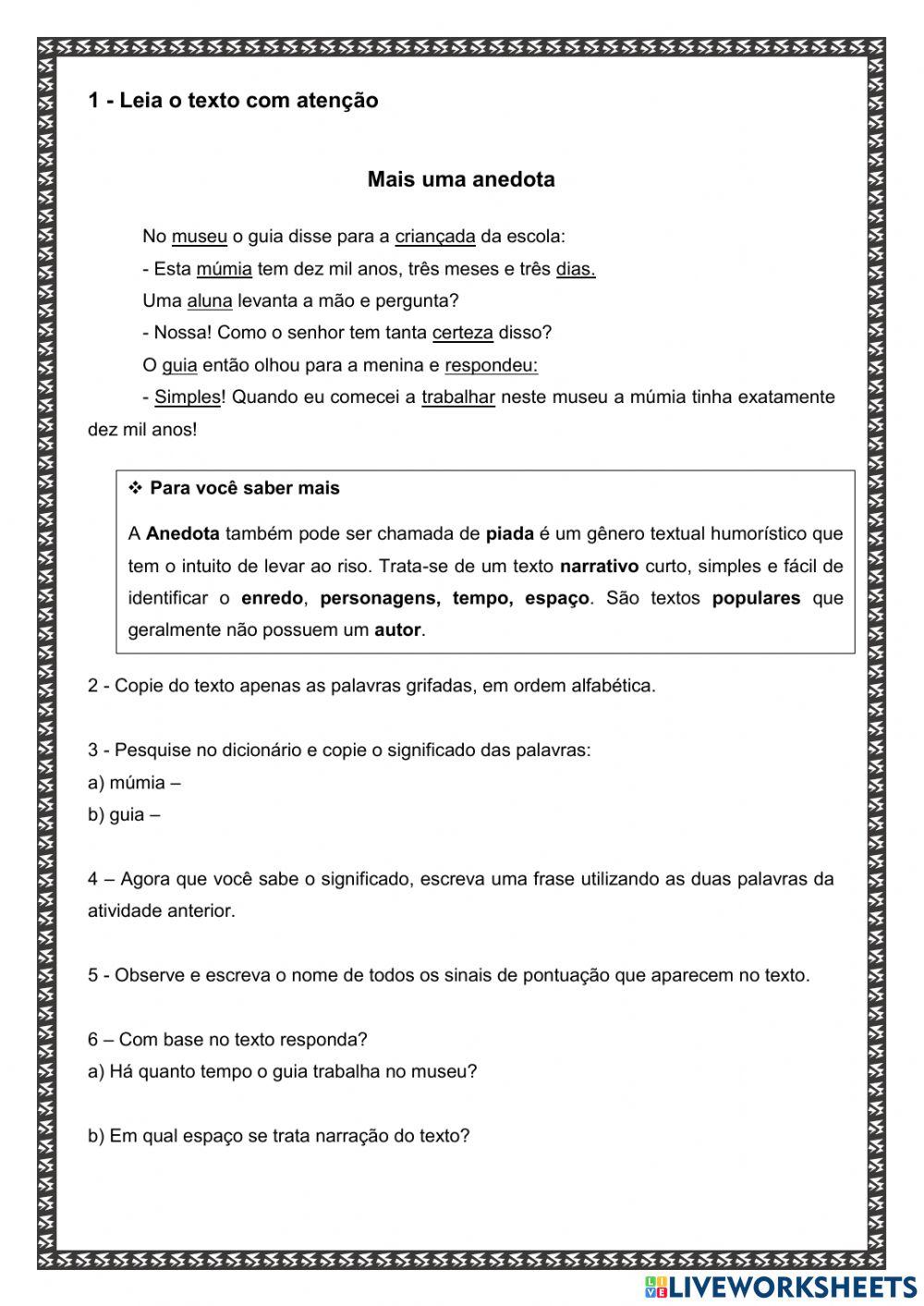 Anedota interactive worksheet | Live Worksheets