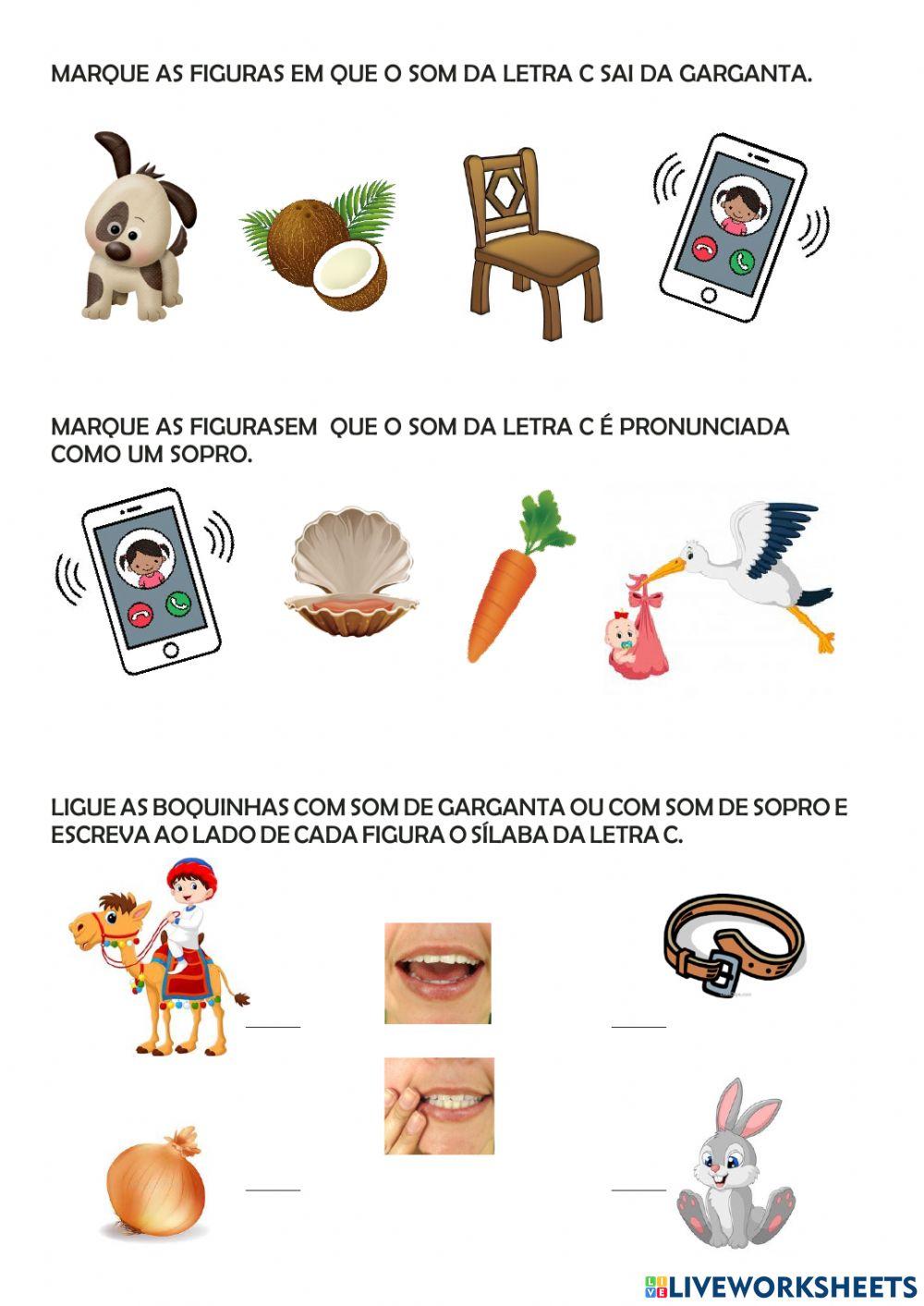Letra C worksheet for 2º ano | Live Worksheets