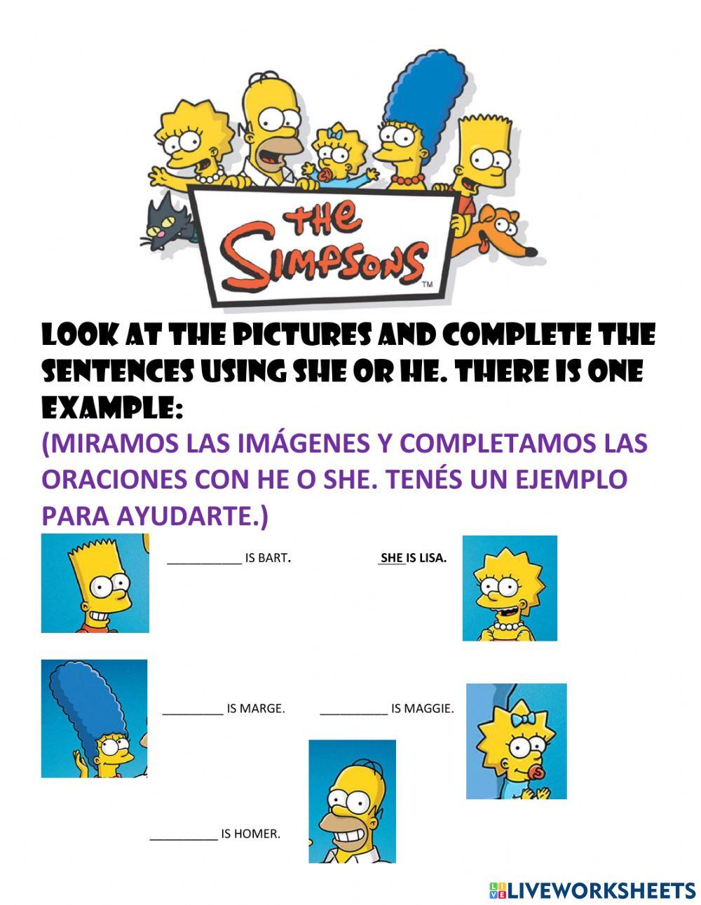 The simpsons family online exercise | Live Worksheets