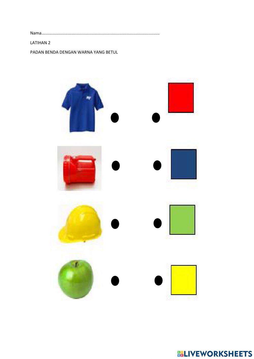 Padankan objek dan warna worksheet | Live Worksheets