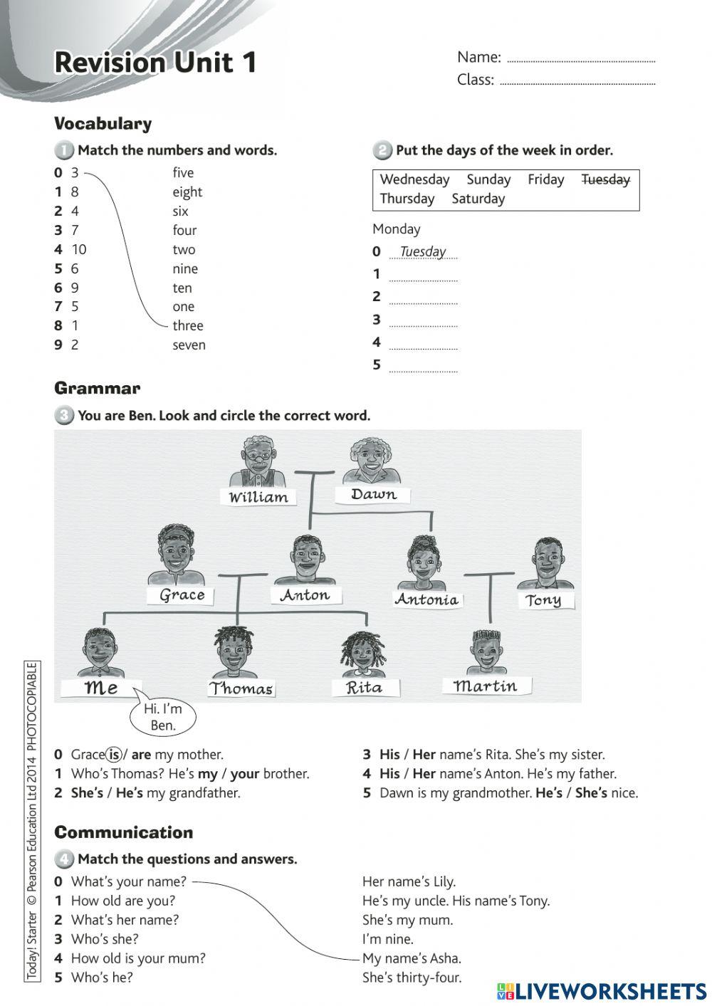 Revision Unit 1… | Free Interactive Worksheets | 3090161