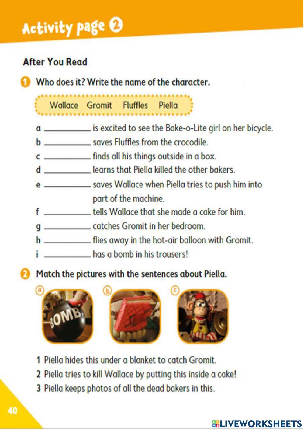 Wallace and Gromit - Reading II online exercise for | Live Worksheets