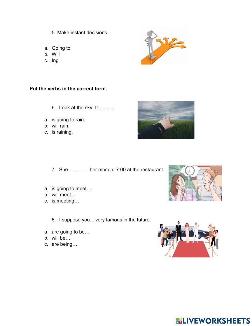 Future Forms online pdf worksheet | Live Worksheets