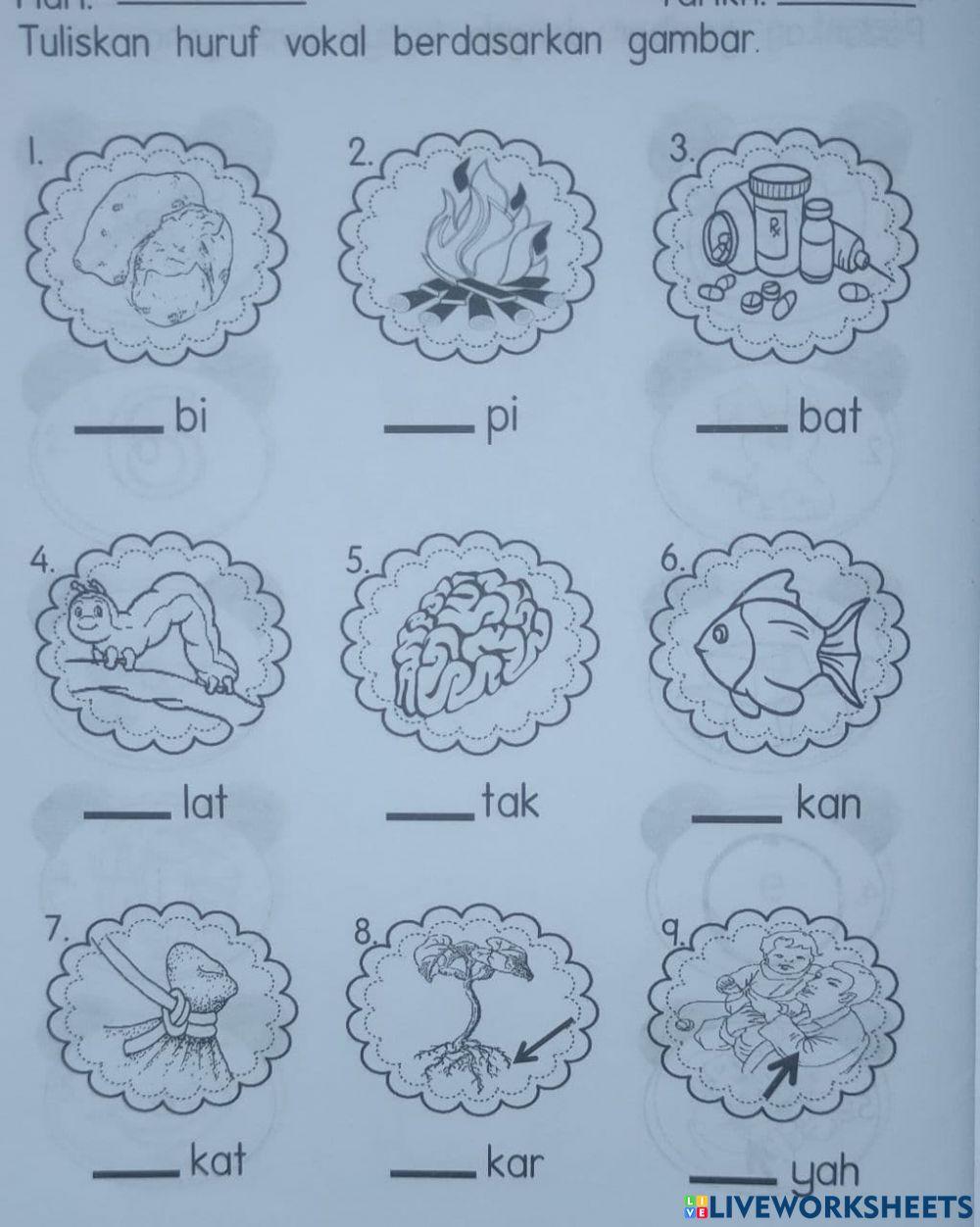 Tulis vokal awa… | Free Interactive Worksheets | 5059334