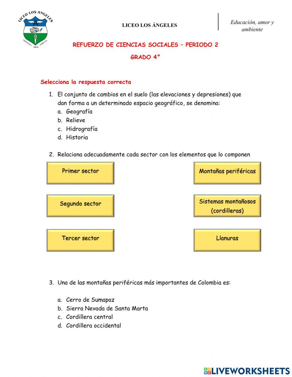 Refuerzo cs 4° - p2 worksheet | Live Worksheets