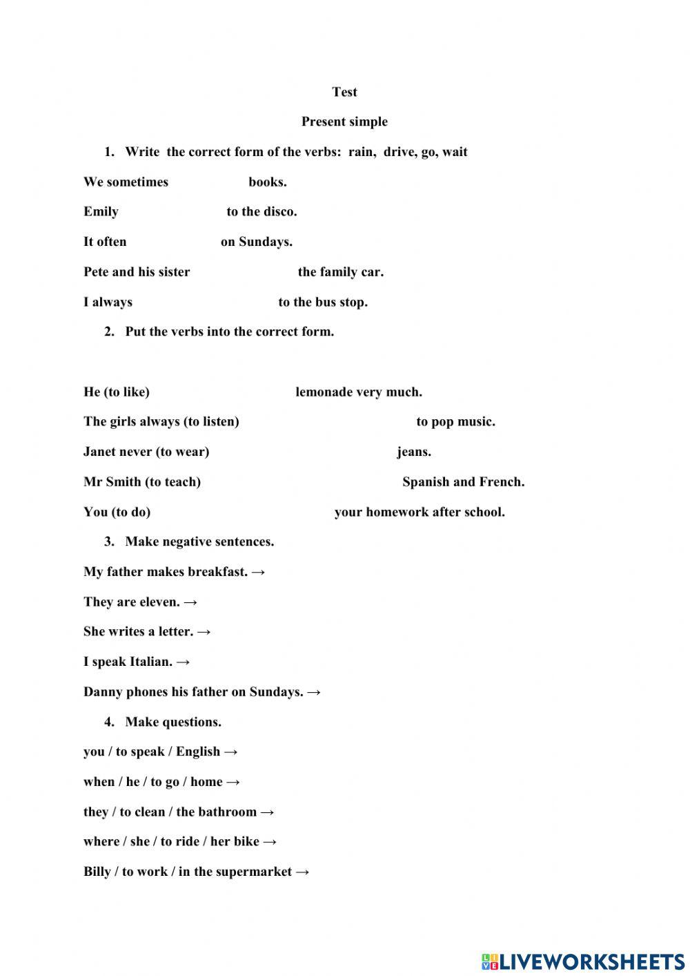 Present Simple … | Free Interactive Worksheets | 1088231