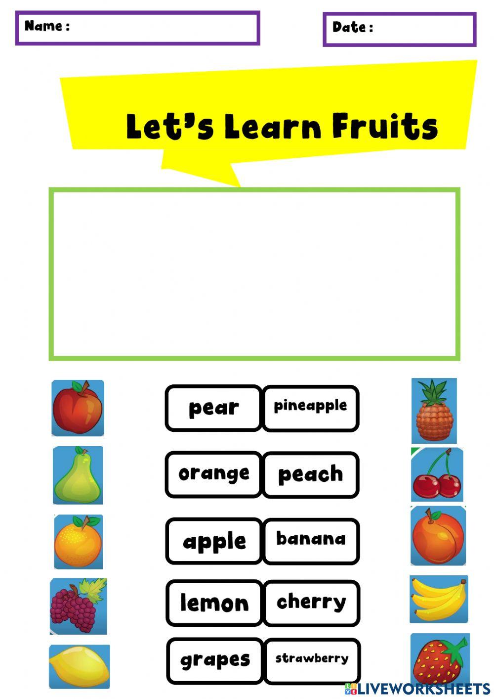 Fruits online exercise for Preschool | Live Worksheets
