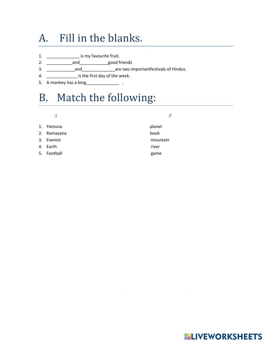 English Grammar worksheet for 3 | Live Worksheets