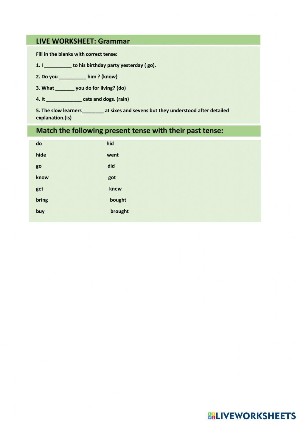 Worksheet for students interactive worksheet | Live Worksheets