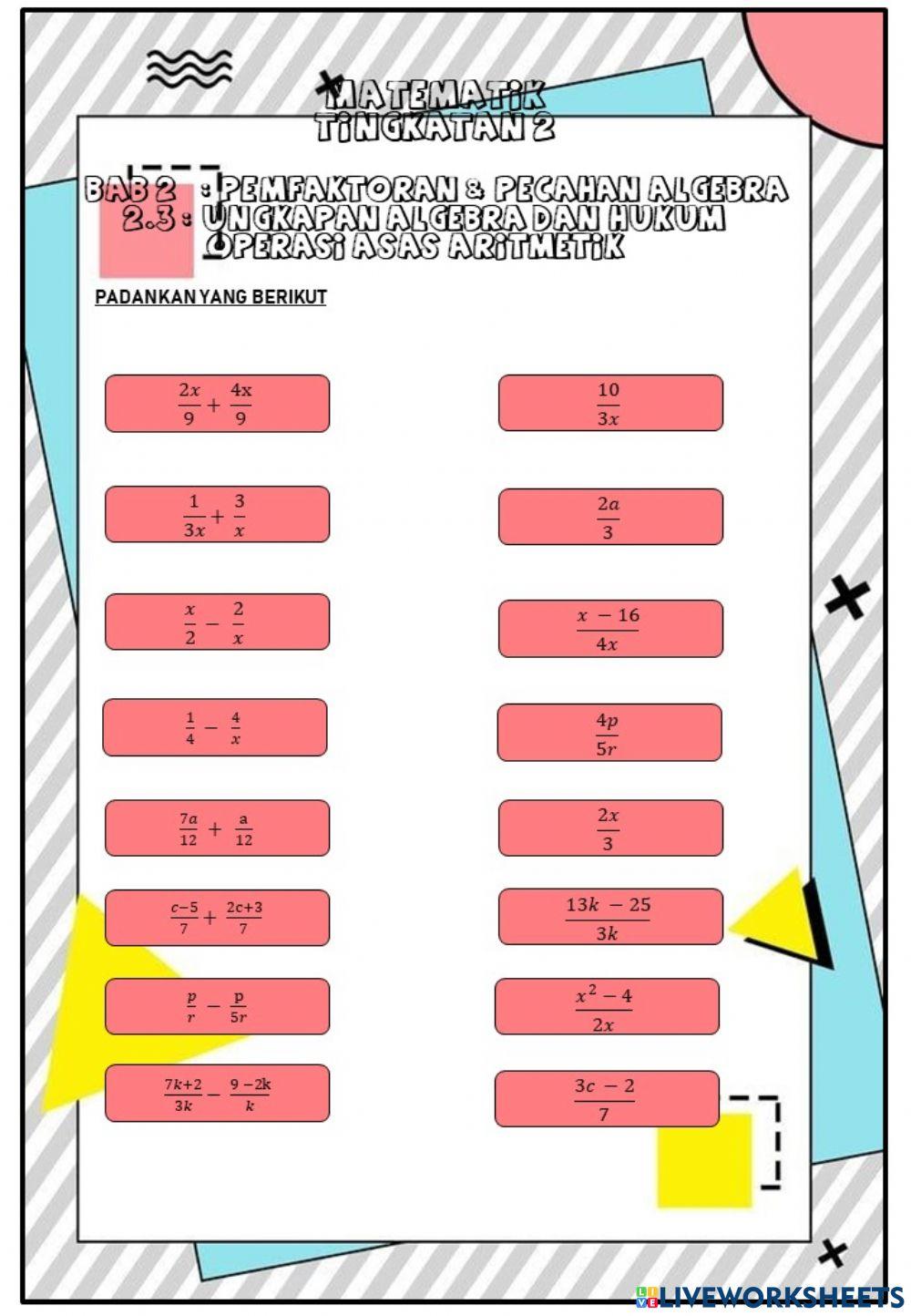 1088988 | Bab 2: pemfaktoran & pecahan algebra | SITI