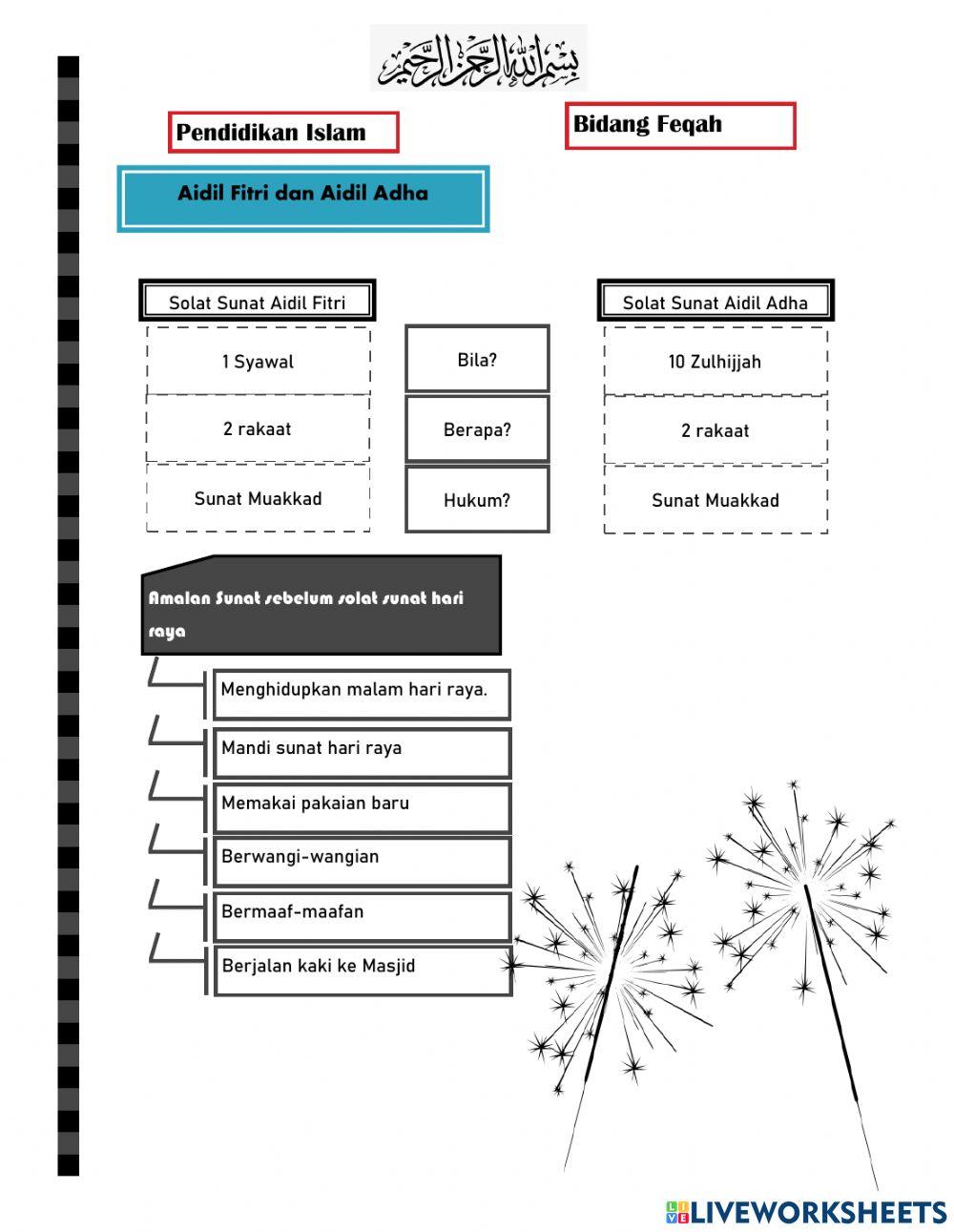 Aisilfitri dan Aidiladha worksheet | Live Worksheets