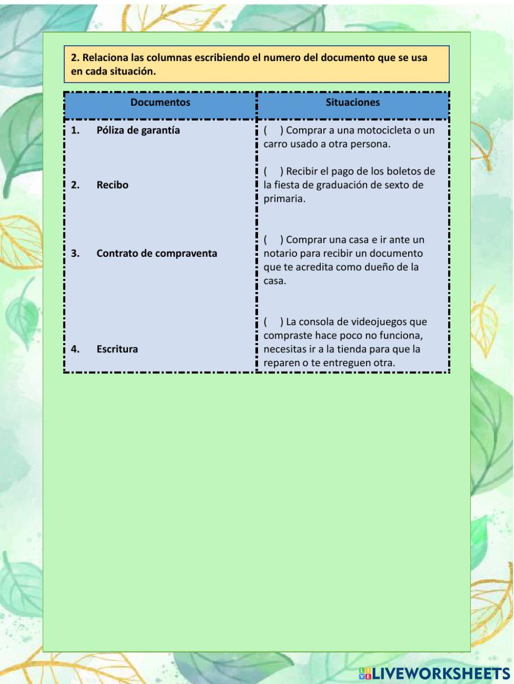 Documentos lega… | Free Interactive Worksheets | 1089378