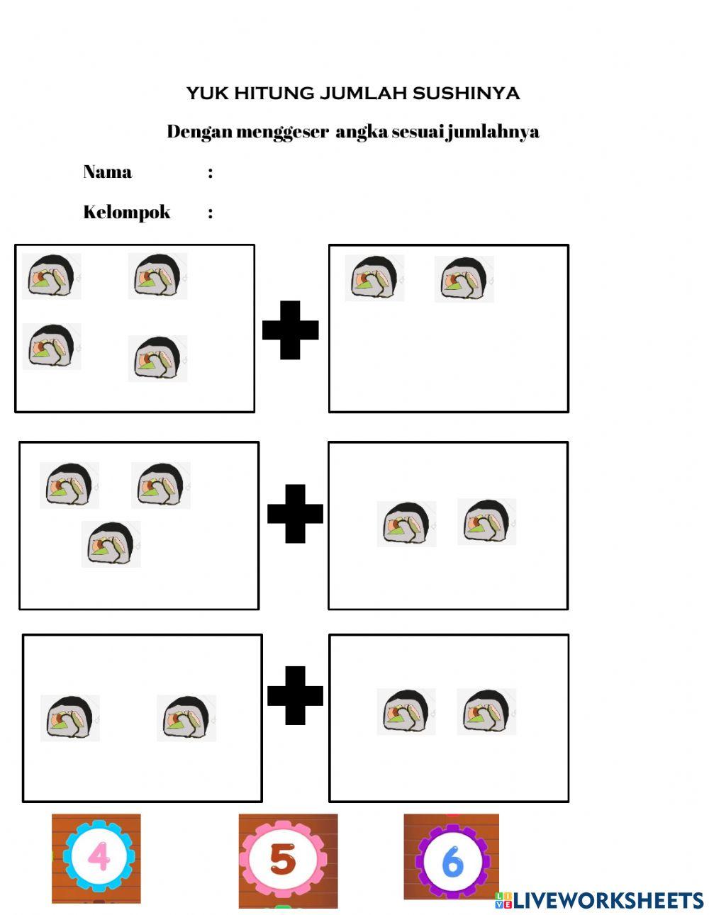 Yuk menghitung jumlah benda worksheet | Live Worksheets