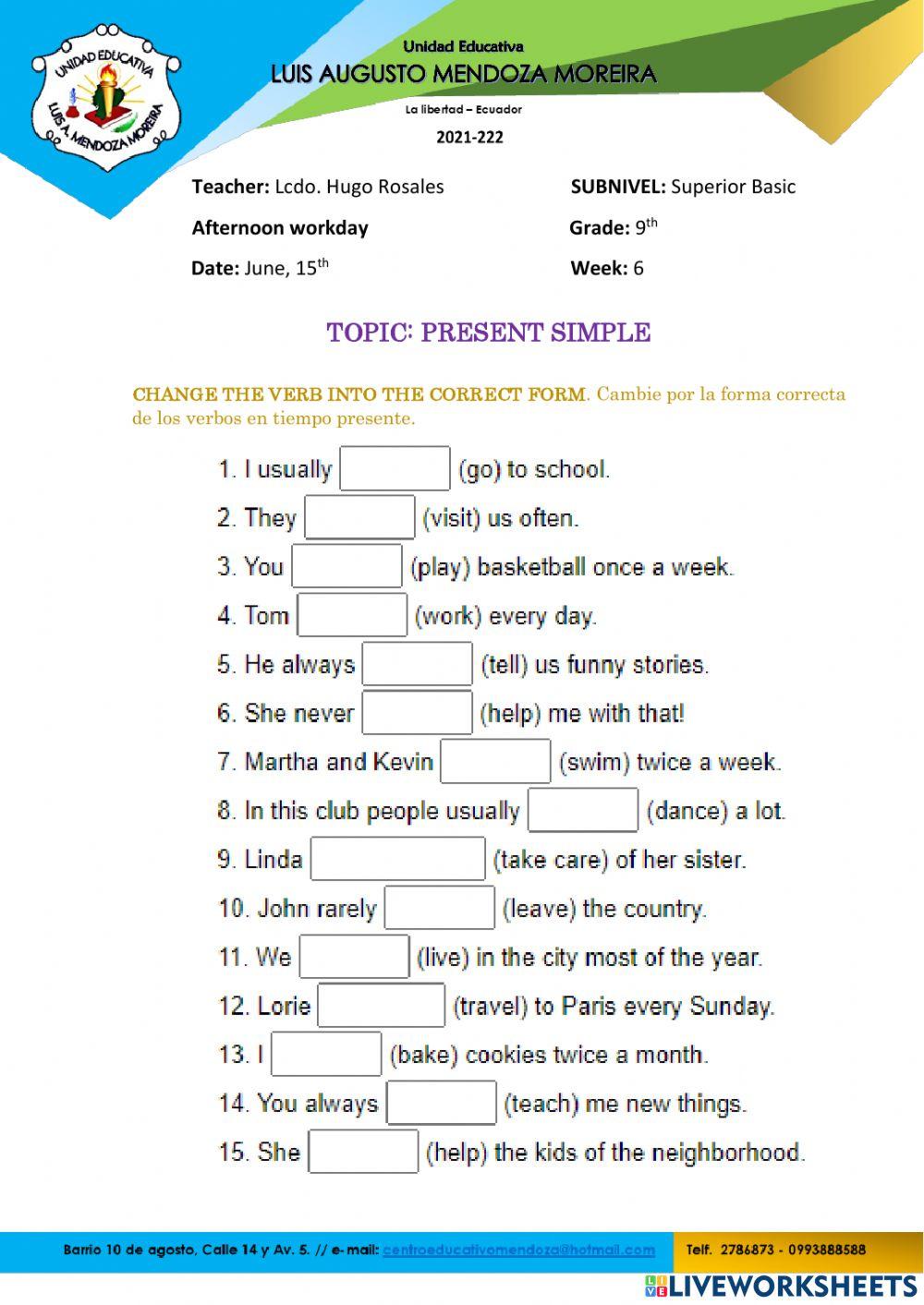 Week 6 - 9no worksheet | Live Worksheets