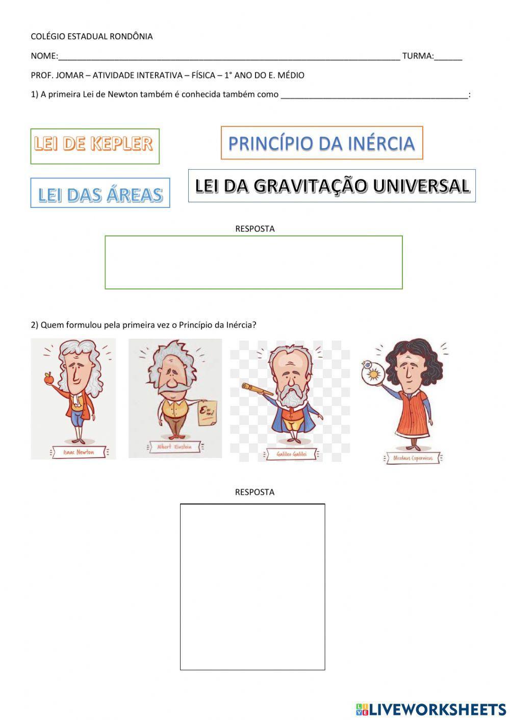 Atividades Sobre Leis De Newton - RETOEDU