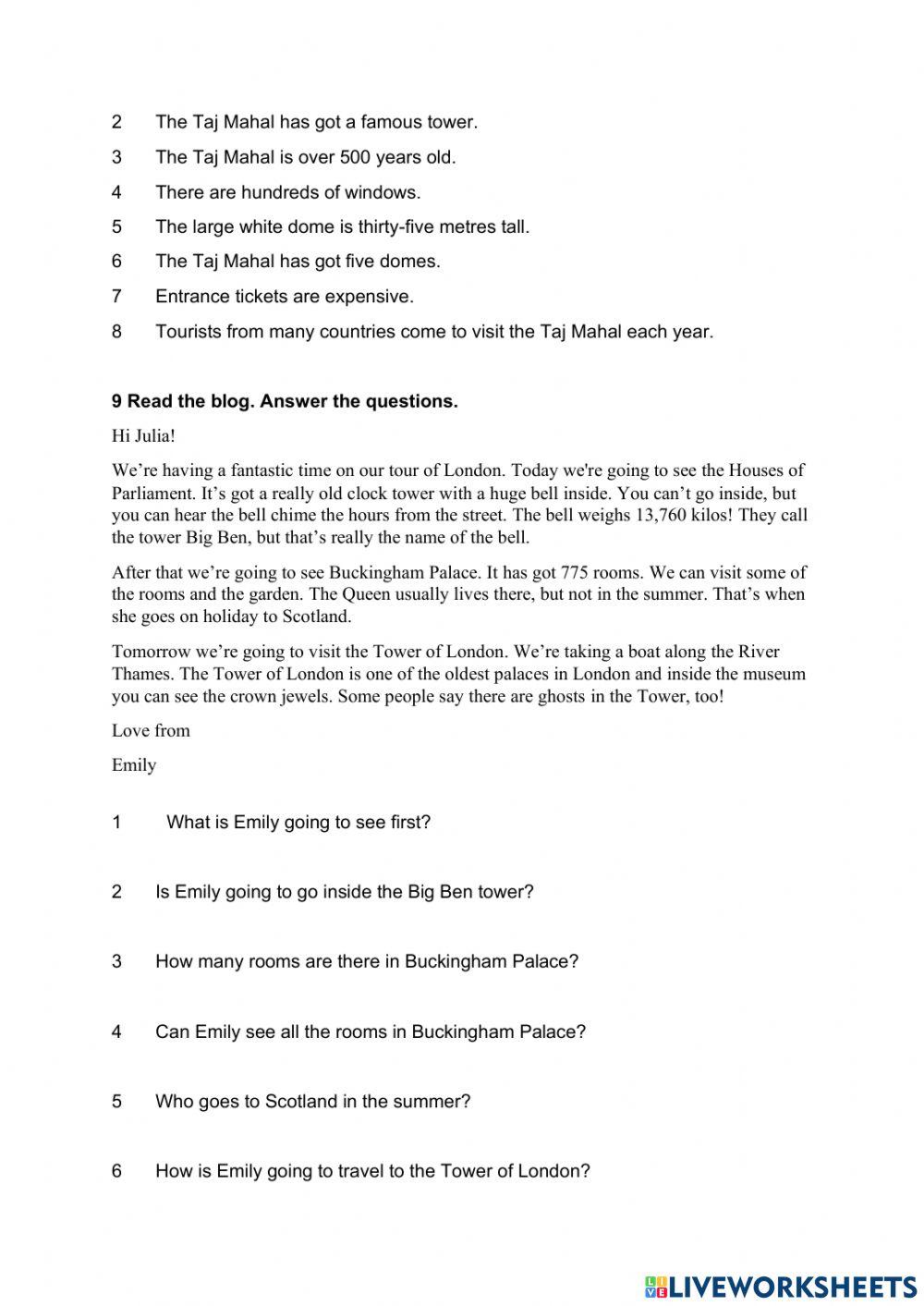 English exam worksheet for Teens 2 | Live Worksheets