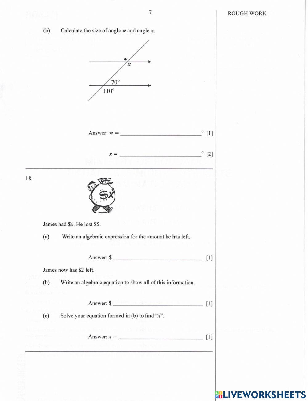 BJC Math Paper 1-2014 online exercise for | Live Worksheets