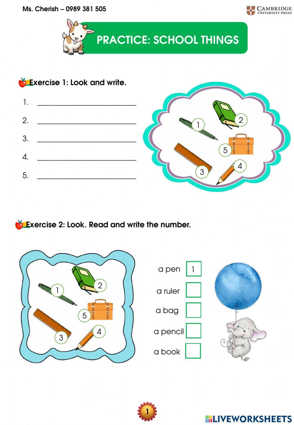 School things 1090418 | Nguyen Thi Tan | Live Worksheets