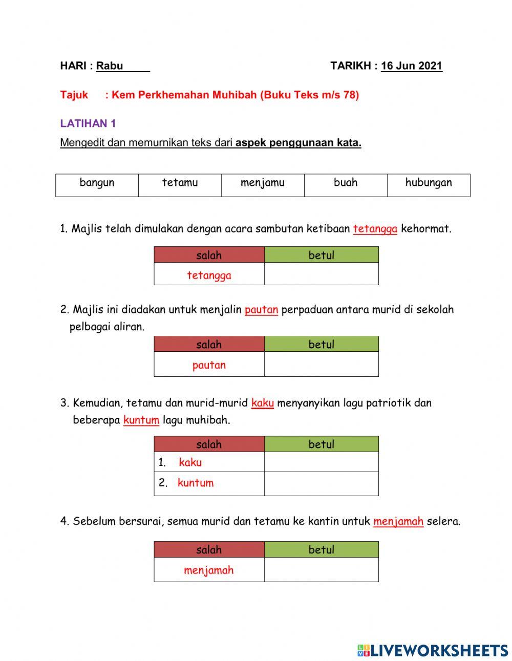Mengedit dan me… | Free Interactive Worksheets | 1090649