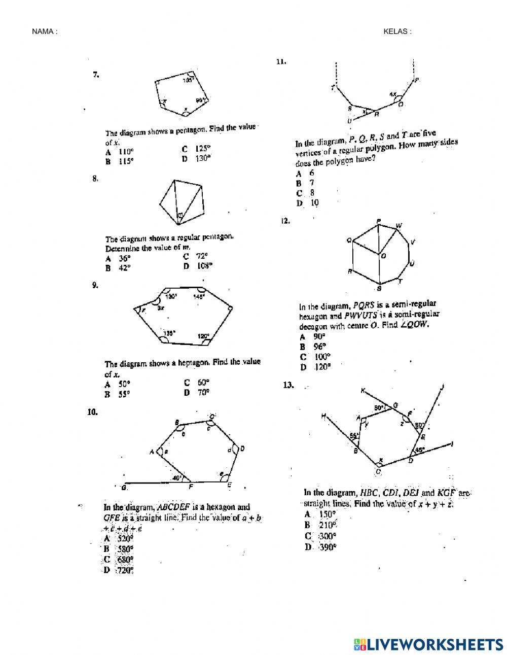 POLY2 online exercise for | Live Worksheets