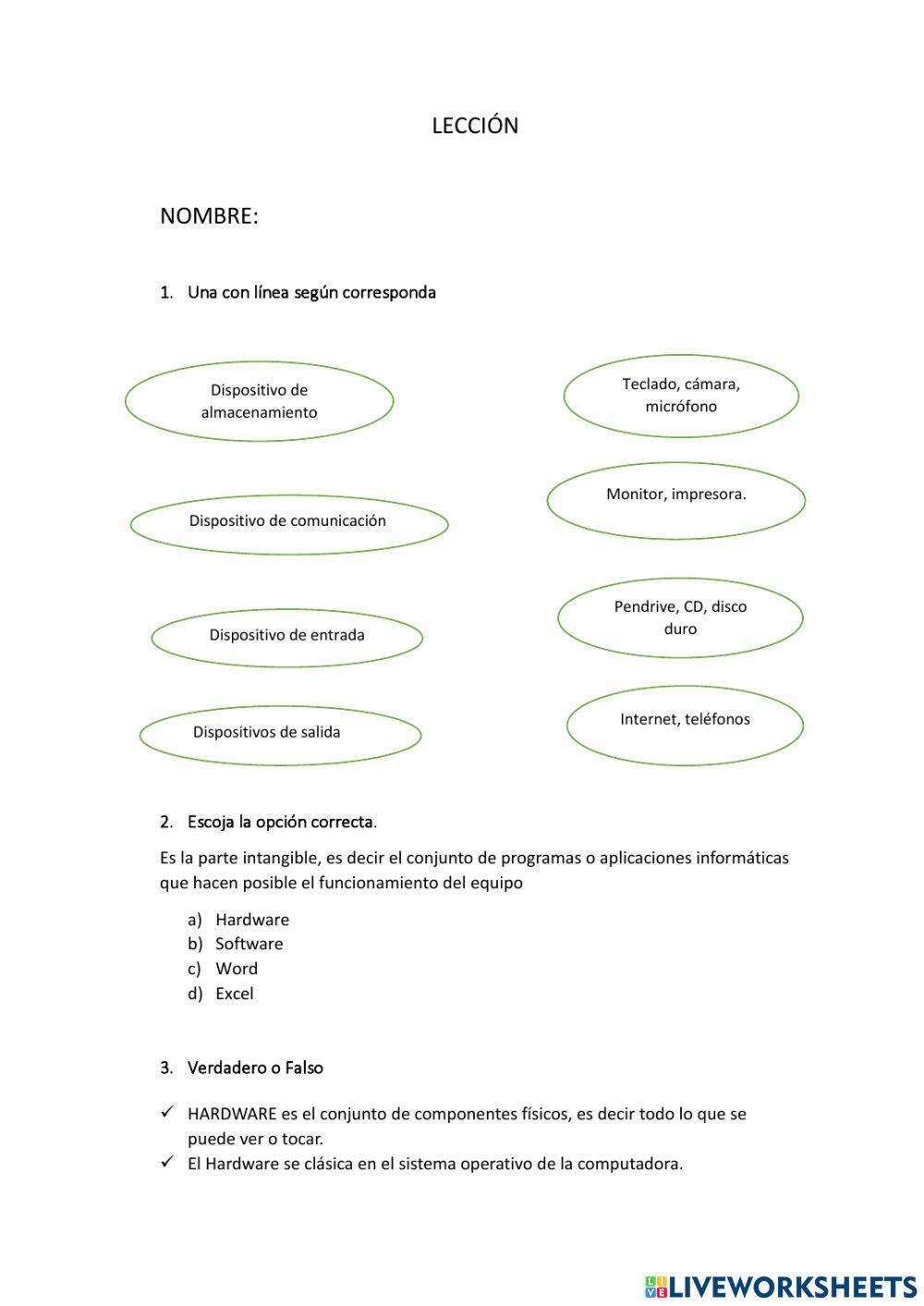 Pdf online activity: Computación | Live Worksheets