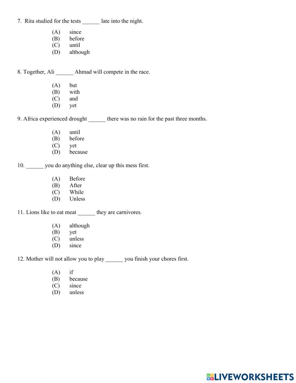 Connectors - Beginner online exercise for | Live Worksheets