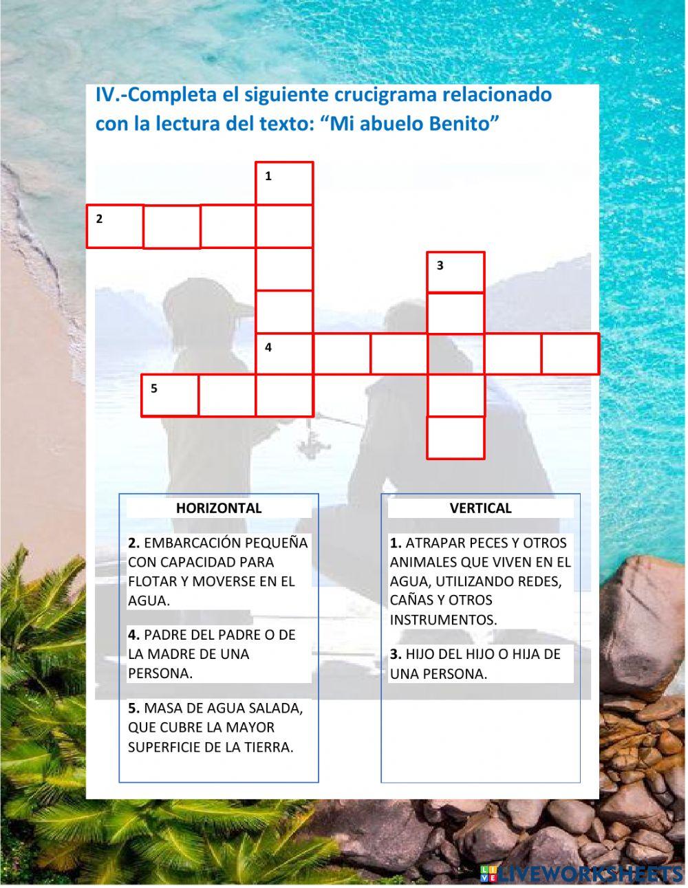 Texto de comprensión lectora -Mi abuelo Benito- online exercise for ...