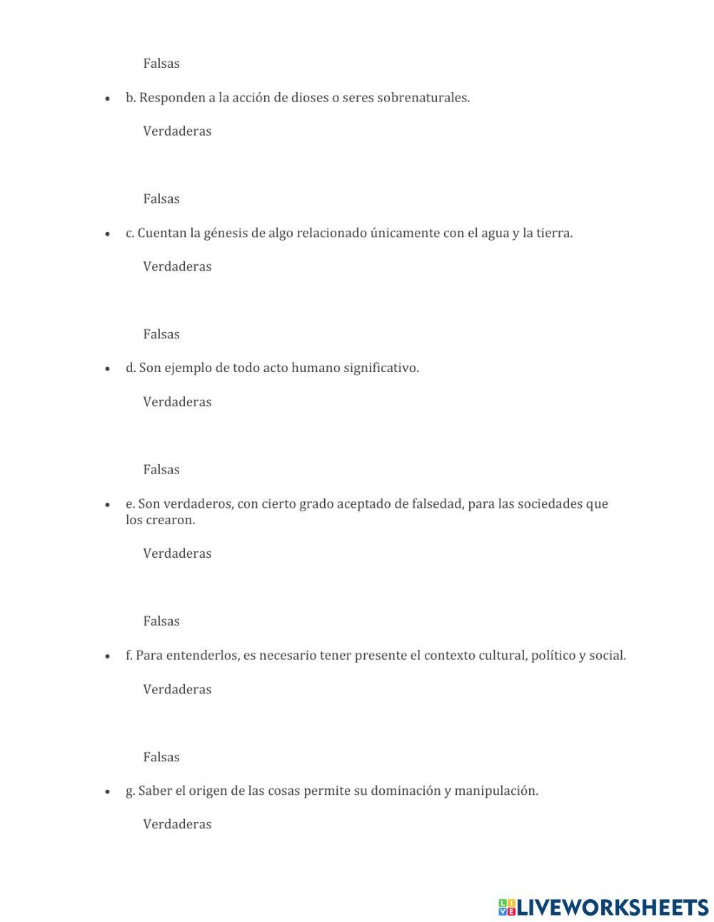Taller el mito worksheet | Live Worksheets
