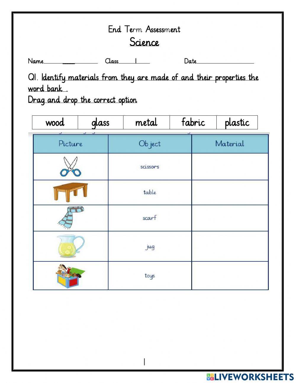 Science online exercise for Grade 1 | Live Worksheets